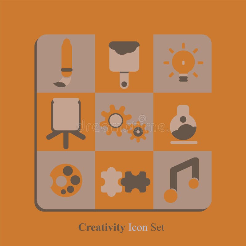 Creativity Fade Orange Icon Set Stock Vector - Illustration of ...
