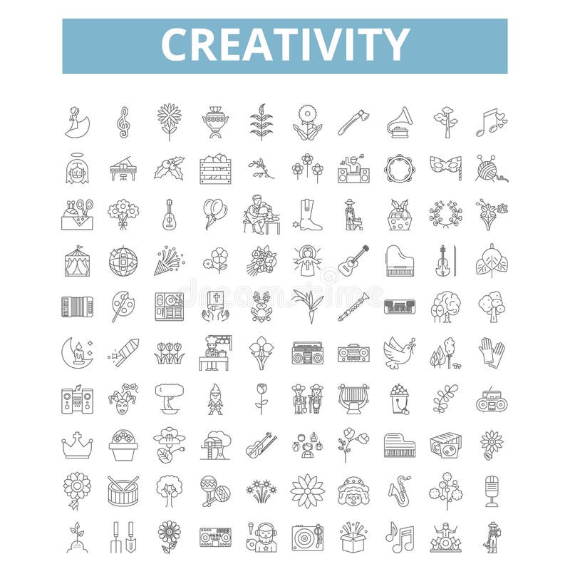 Creativity Icons, Line Symbols, Web Signs, Vector Set, Isolated ...