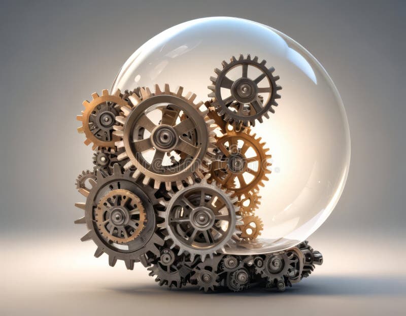 Creativity Idea Concept with Light Bubble and Engineering Gears. Stock ...
