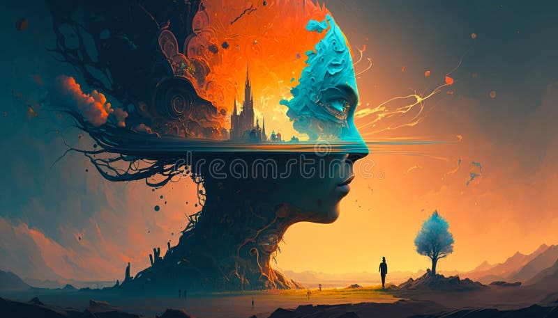 Creativity Imagination and Dreams Concept Double Exposure Concept Stock ...
