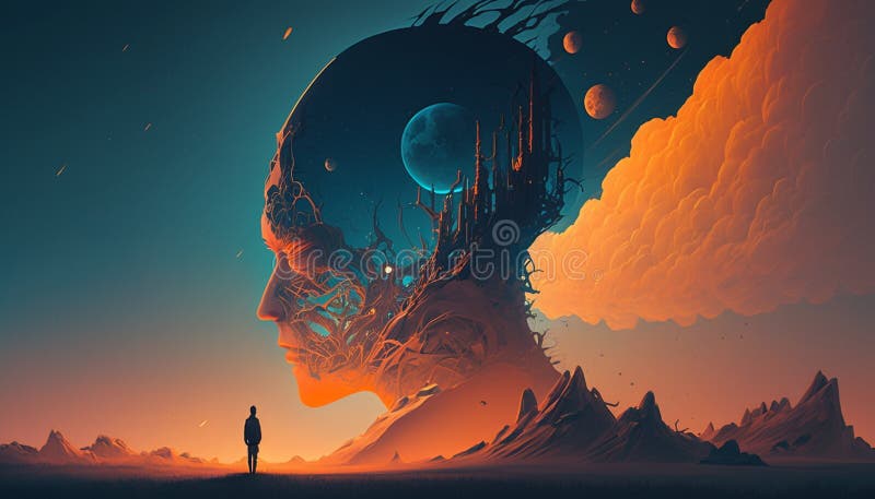 Creativity Imagination and Dreams Concept Double Exposure Concept Stock ...