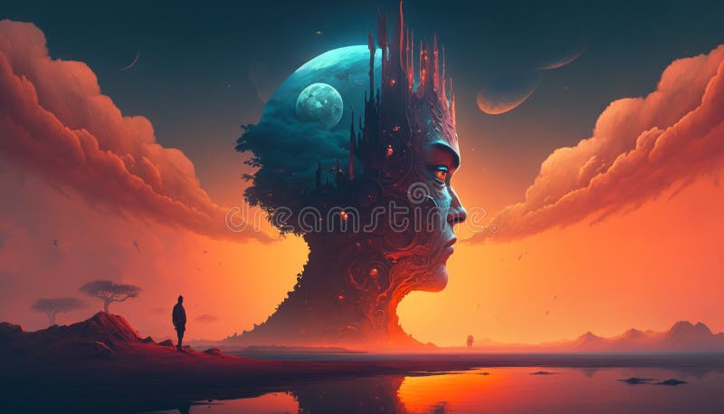 Creativity Imagination and Dreams Concept Double Exposure Concept Stock ...