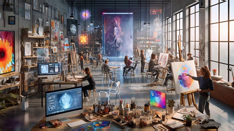 Creativity Innovation Art Studio. Blend Digital and Classic Painting ...