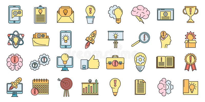 Creativity Innovation Icons Set Vector Color Stock Vector ...