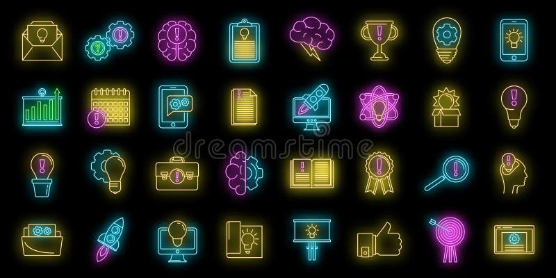 Creativity Innovation Icons Set Vector Neon Stock Image - Image of ...