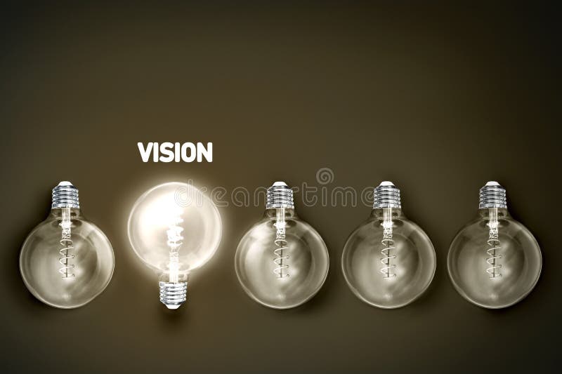 Vision , Illuminated Light Bulb Row Dim Ones Concept Solution Stock ...