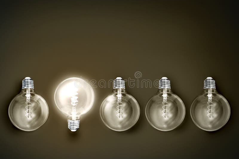 Creativity Innovation Illuminated Light Bulb Row Dim Ones Concept ...