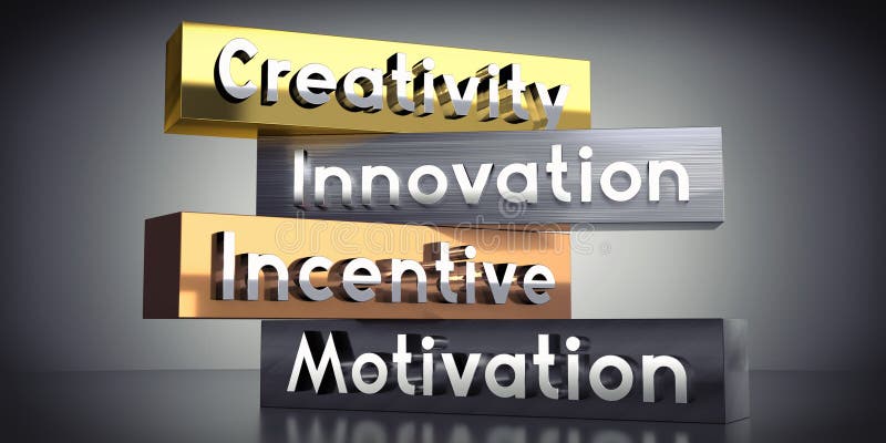 Creativity, Innovation, Incentive, Motivation - Words on Metal Blocks ...