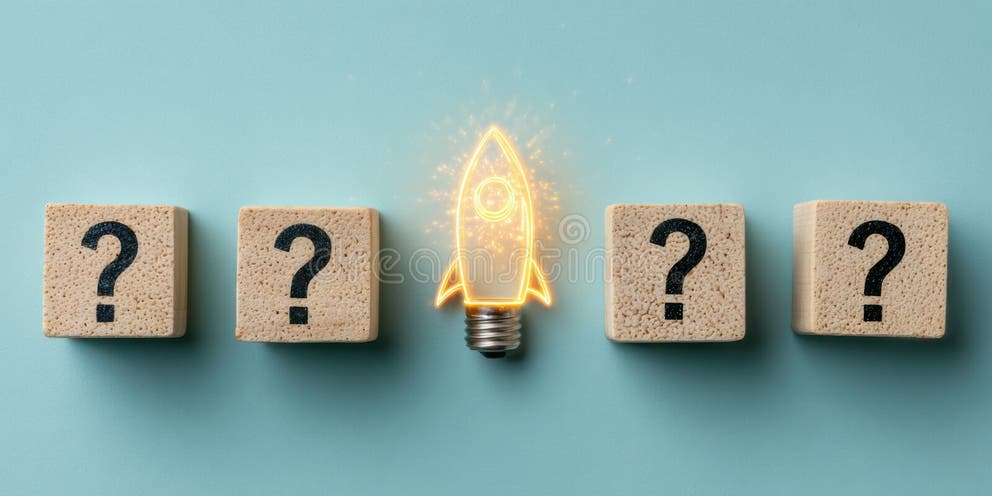 Creativity and Innovation Symbolized by a Glowing Rocket Amidst Wooden ...