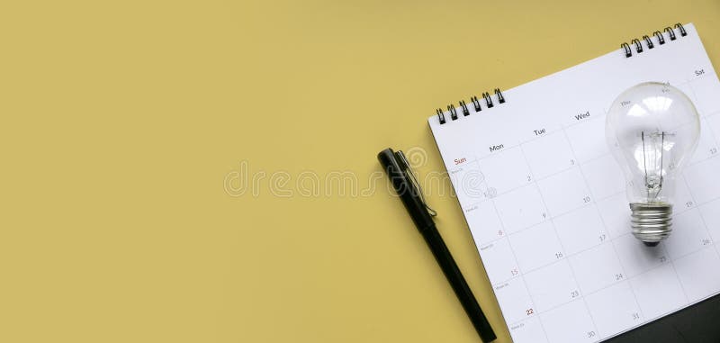 Creativity Inspiration Concepts, Planning Ideas. Bulb and Calendar on ...