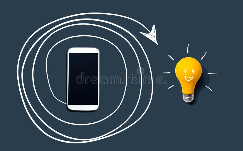 Creativity, Inspiration, Idea Concept with Light Bulb and Smartphone ...