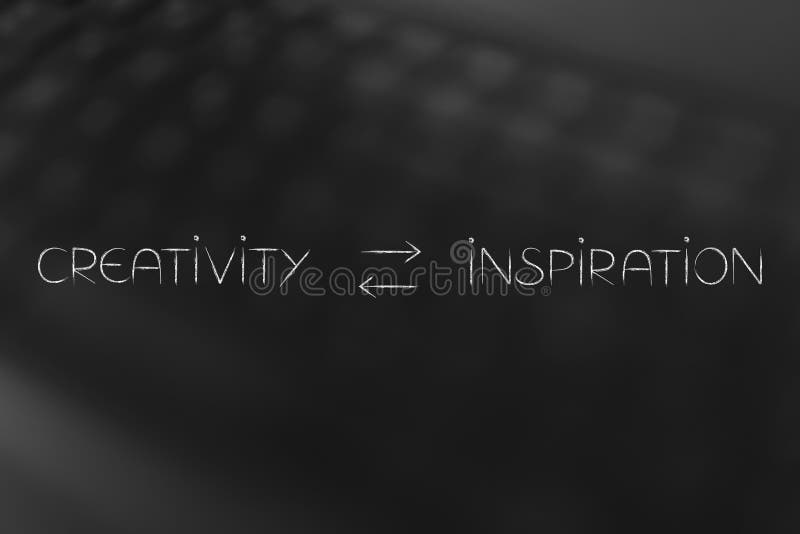 Creativity and Inspiration on Repeat Text with Double Arrows Stock ...