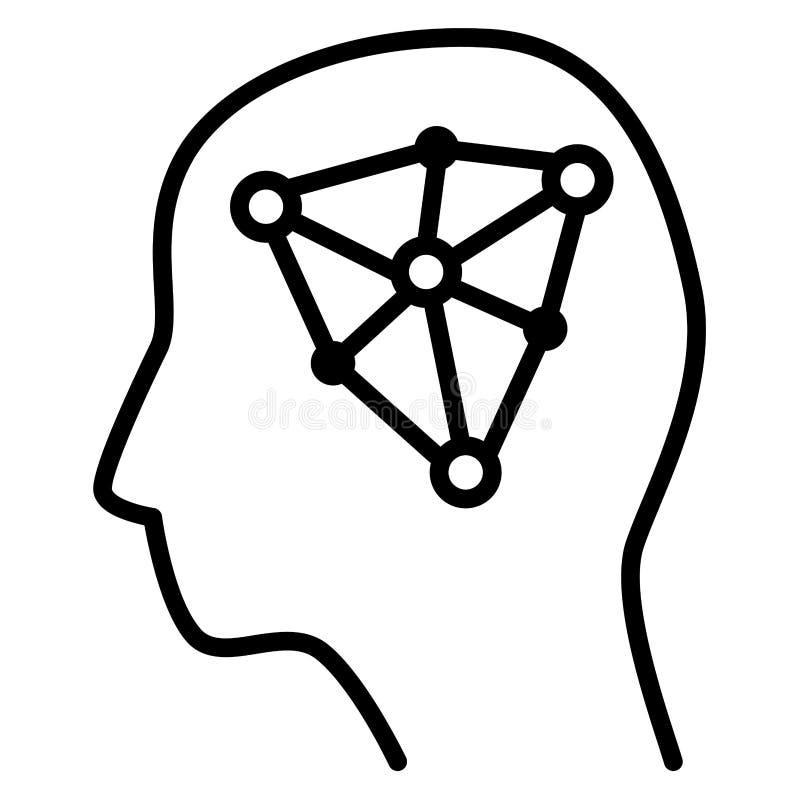 Creativity or Intelligence Thinking Single Isolated Icon with Outline ...