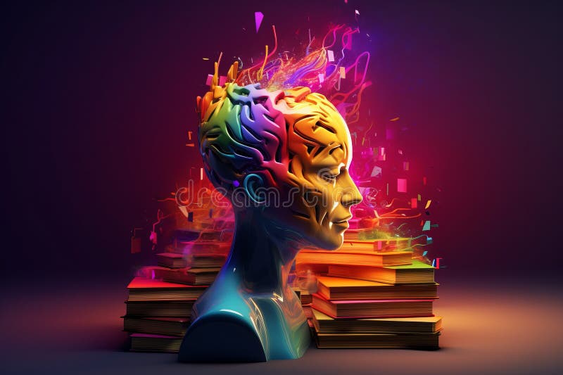 Creativity Knowledge Head. Generate Ai Stock Illustration ...