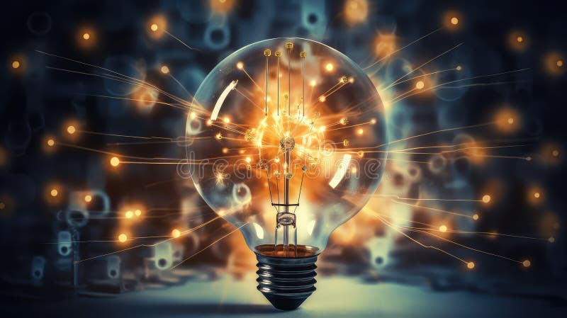 Creativity Light Bulb Thought Stock Illustration - Illustration of ...