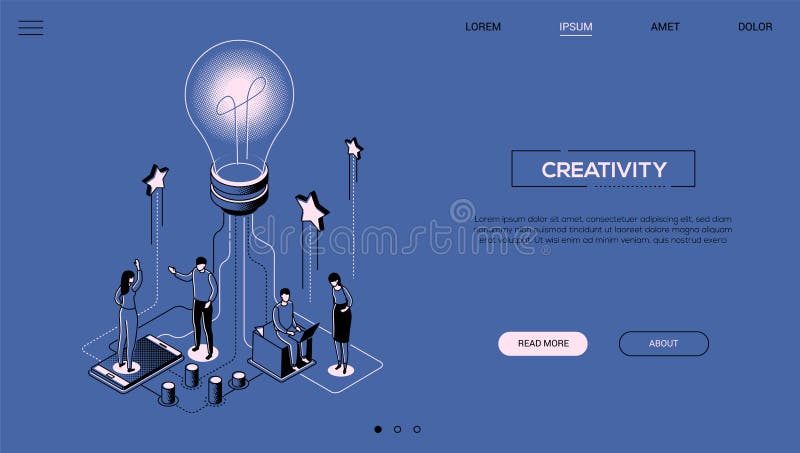 Creativity - Line Design Style Isometric Web Banner Stock Vector ...