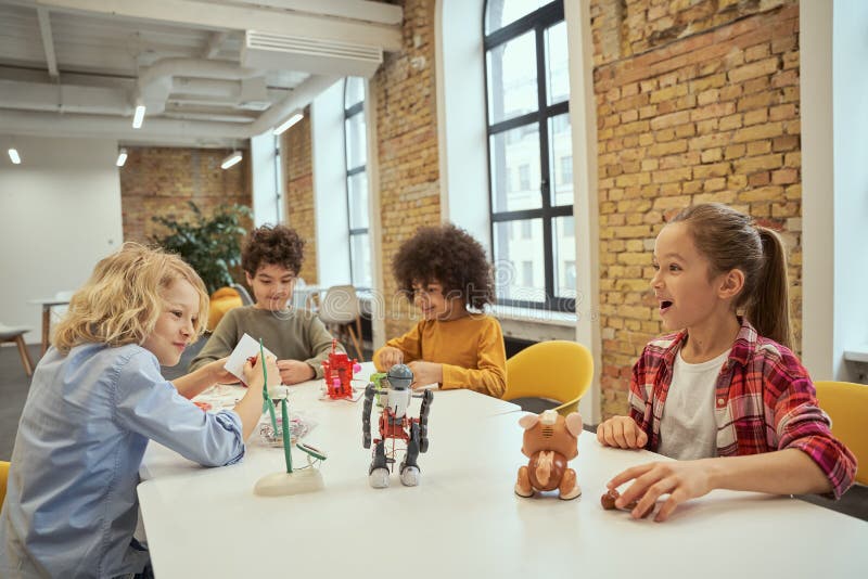 Creativity. Lively Diverse Kids Looking Excited while Playing with ...