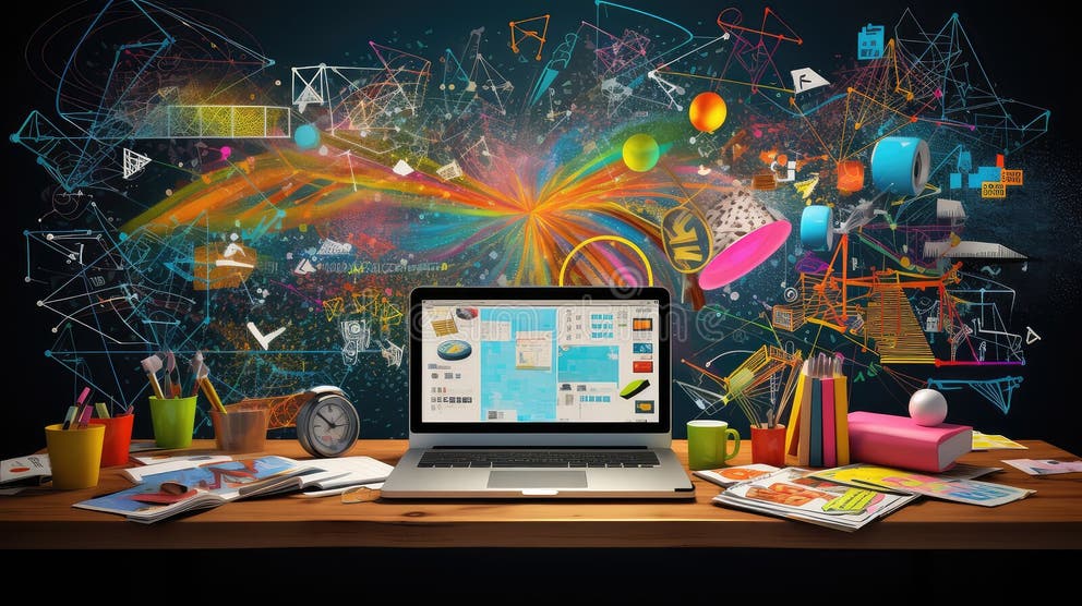 Creativity math desk stock illustration. Illustration of vibrant ...