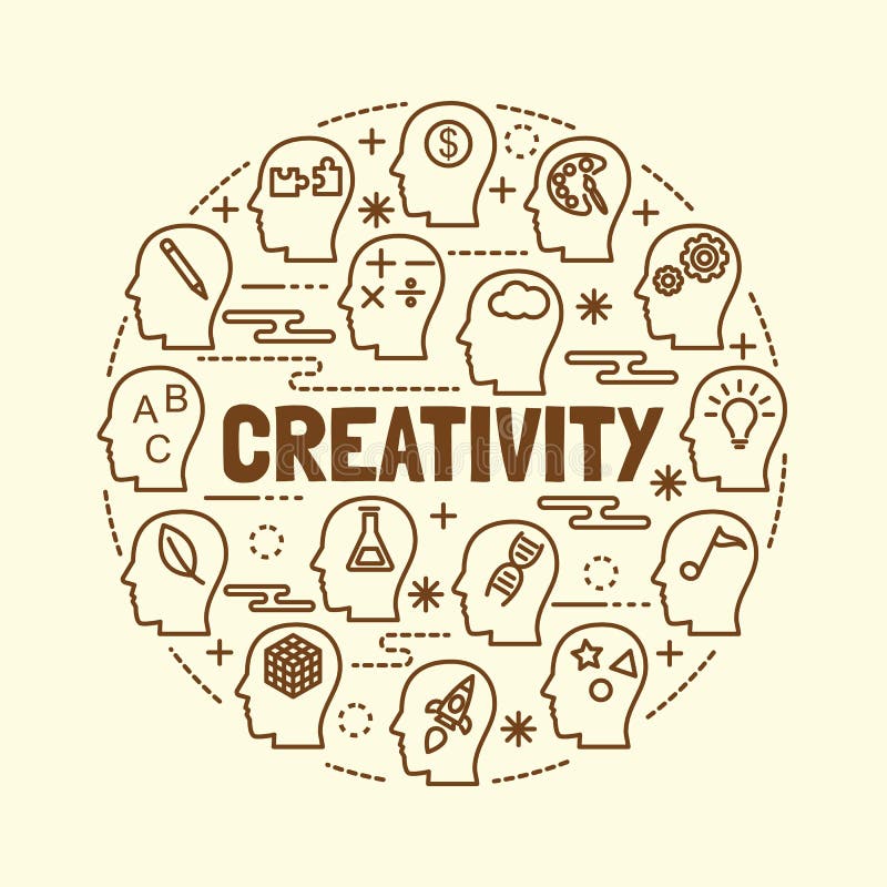 Creativity Minimal Thin Line Icons Set Stock Vector - Illustration of ...