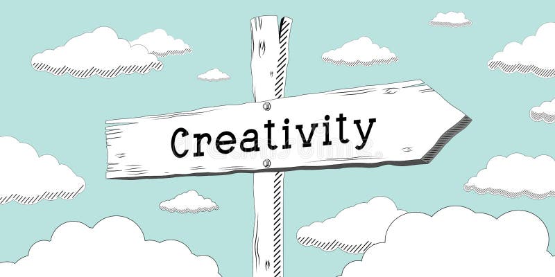 Creativity - Outline Signpost with One Arrow Stock Illustration ...