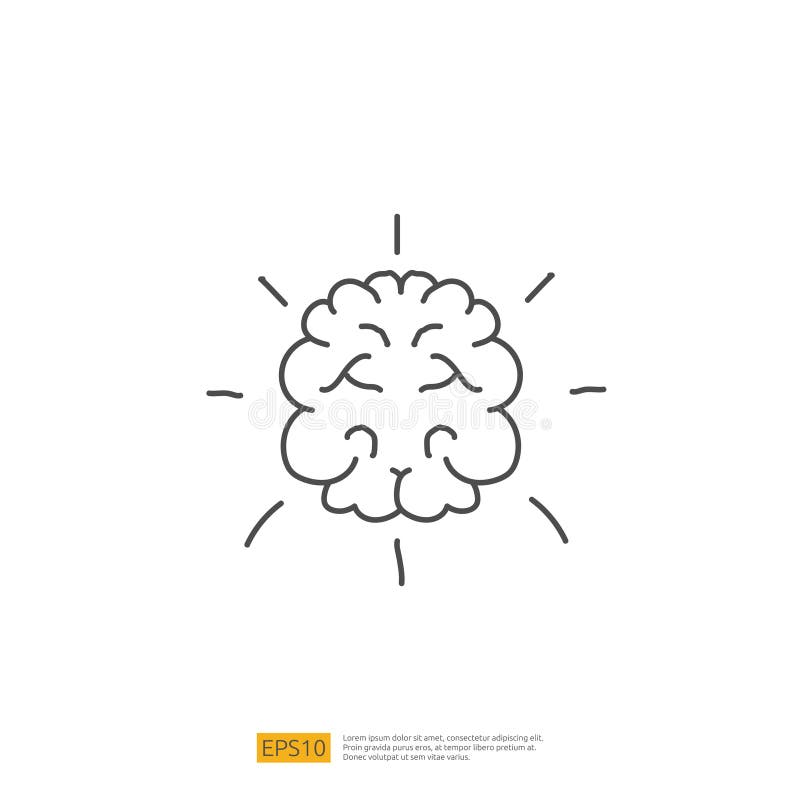 Creativity Related Doodle Icon Concept with Brain Symbol. Creative ...