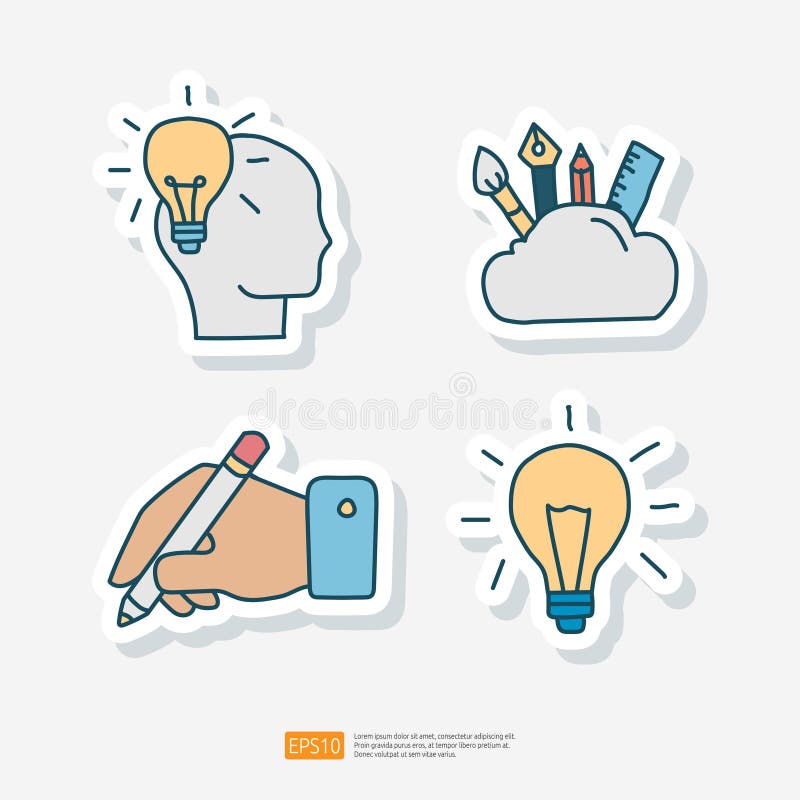 Creativity Related Doodle Sticker Icon. Creative Design, Idea ...