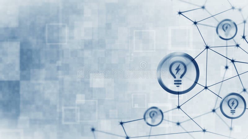 Creativity Space with Light Bulb Icons Floating. Connection Structure ...