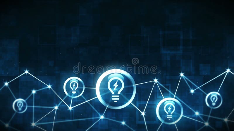 Creativity Space with Light Bulb Icons Floating. Connection Structure ...