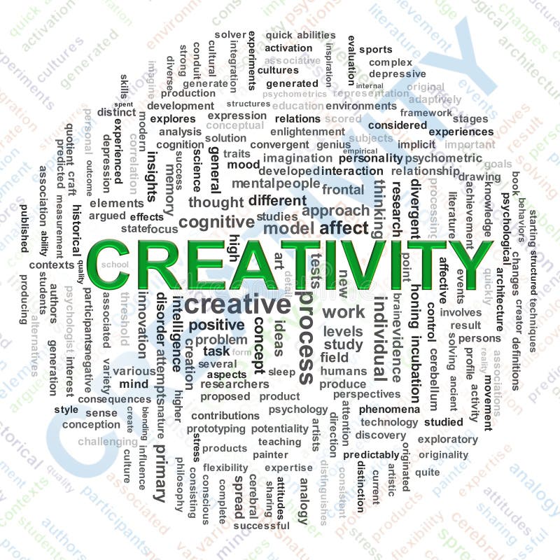 Creativity Word Representing Innovative Ideas and Imagination Stock ...