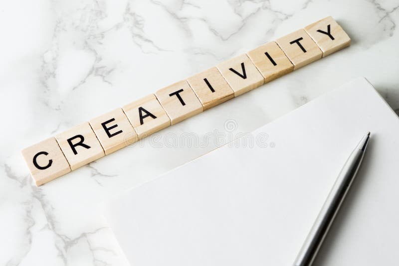 Creativity Text on Blank Notebook Page Stock Image - Image of view ...