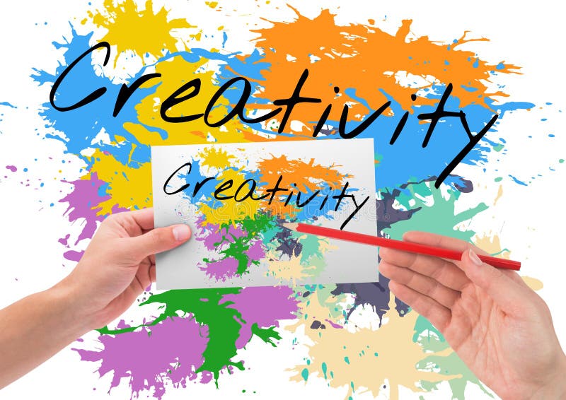 Creativity (text with Colors). Background+ Hands Drawing it on a Paper ...