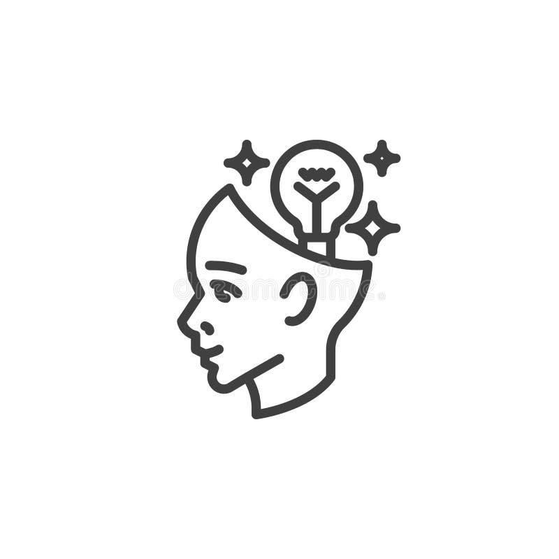 Creativity, Thinking Line Icon Stock Vector - Illustration of head ...