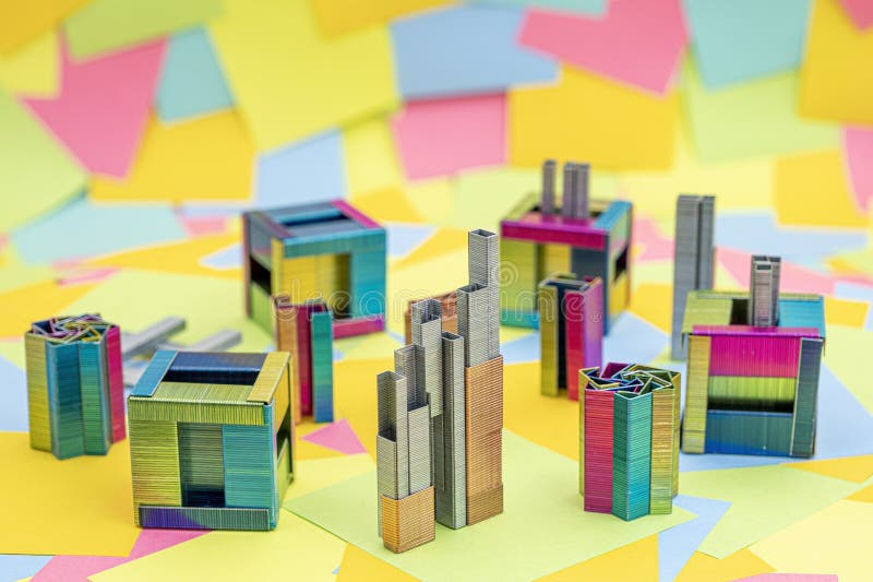 Creativity To Make Staples in Different Forms Stock Image - Image of ...