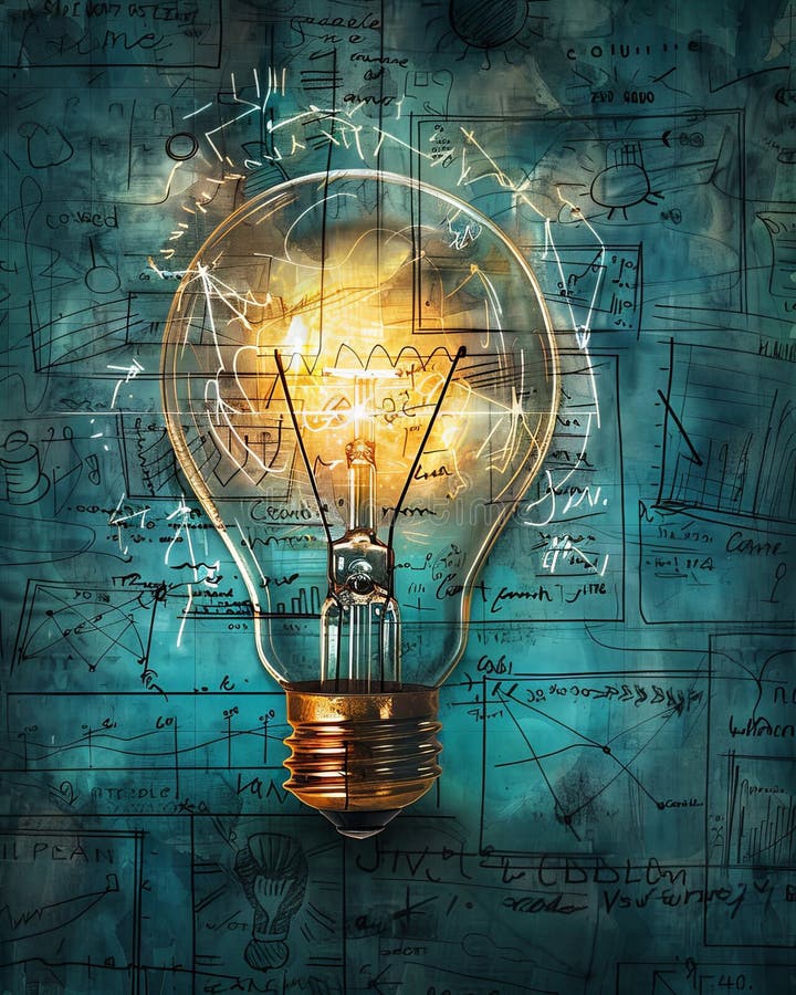 Creativity Unleashed with a Glowing Light Bulb Amidst Sketches of ...