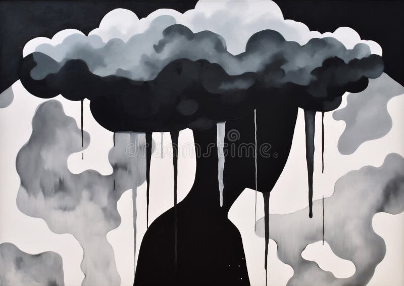 Woman Man Cloud Dramatic Space Dream Idea Concept Black Poster Young ...