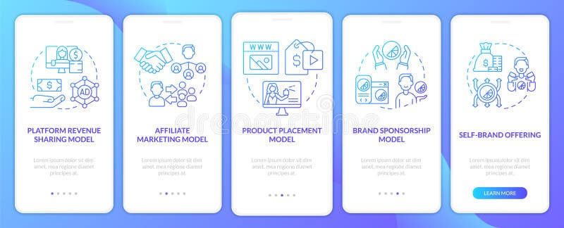 Creator Business Models Blue Gradient Onboarding Mobile App Screen ...
