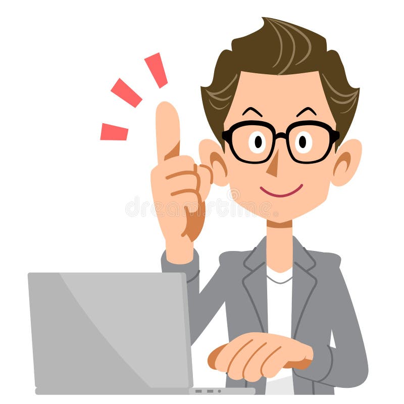 Creator-style Man and Laptop Explaining Points Stock Vector ...