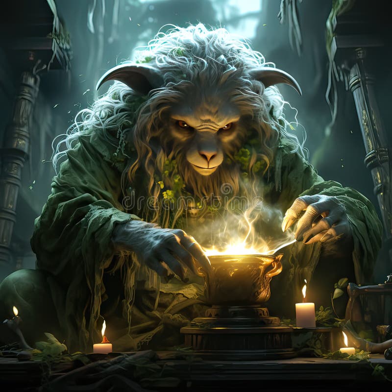 A Creature with Horns and a Goat& X27;s Head is Sitting in Front of a ...