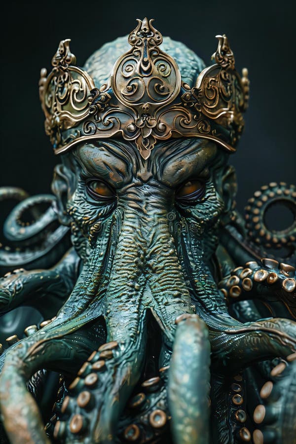 Hyperrealistic Portrait Creature Intricately Designed Gold Crown Spread ...