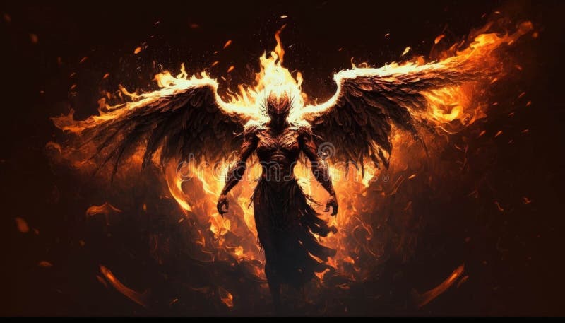 A Creature of Pure Passion and Fire a Winged Being of Flames Fantasy ...