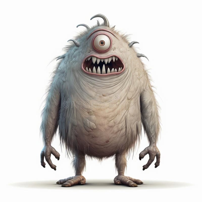 Whimsical Cartoon Monster with Round Furry Body Illustration Stock ...