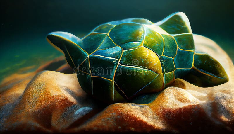 A Creature with a Turtle Shell at the Bottom of the Sea. AI-generated ...