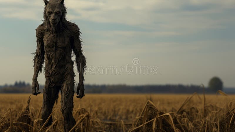 Eerily Realistic Werewolf in Wheat Field: a Dark and Moody 8k Horror ...
