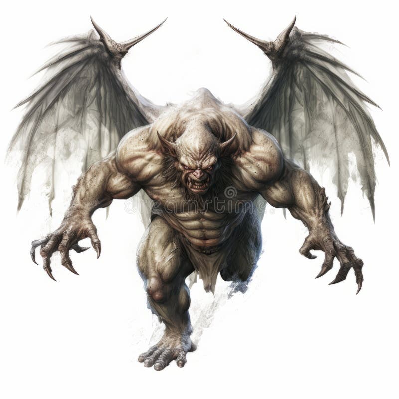 Dark Fantasy Illustration of a Winged Demon in Suburban Ennui Stock ...