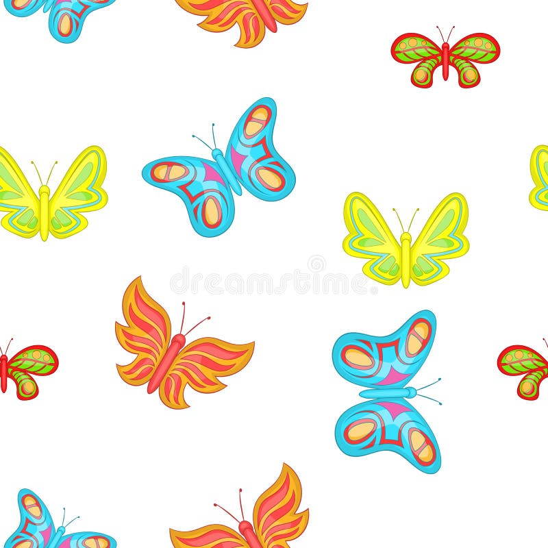 Creatures Butterflies Pattern, Cartoon Style Stock Vector ...