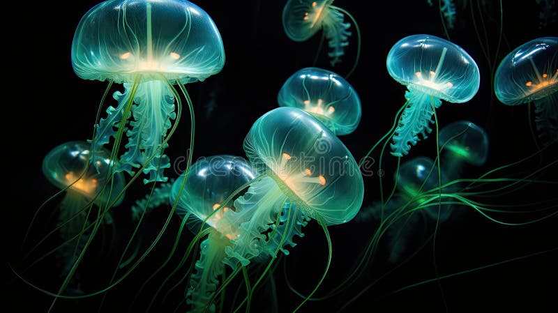 Creatures light underwater stock illustration. Illustration of marine ...