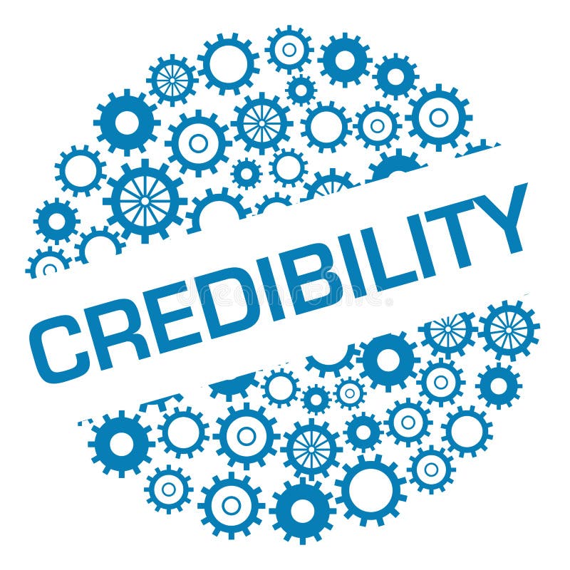 Credibility Blue Gears Circular Badge Style Stock Illustration ...