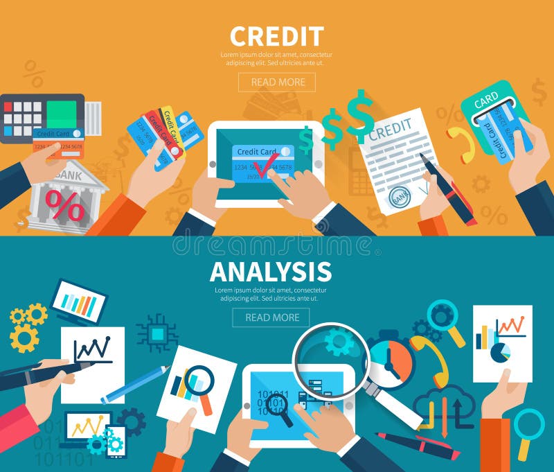 Credit Analysis Banner Set stock vector. Illustration of mobile - 56302885