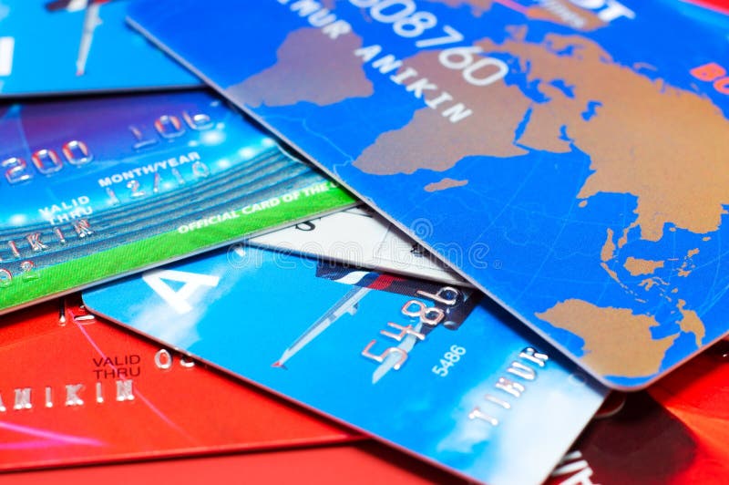 Credit bank cards pack stock image. Image of machine, blue - 9490777