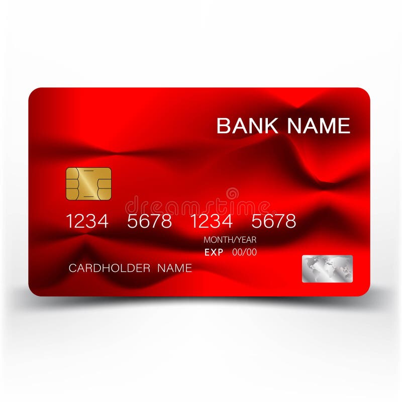 Red credit debit card chip stock illustration. Illustration of commerce ...